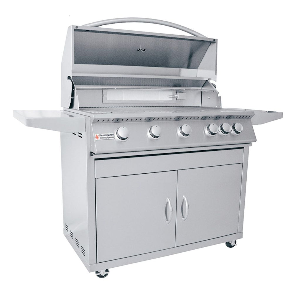 RCS Premier Series 40-Inch 5-Burner Freestanding Gas Grill With Rear I ...